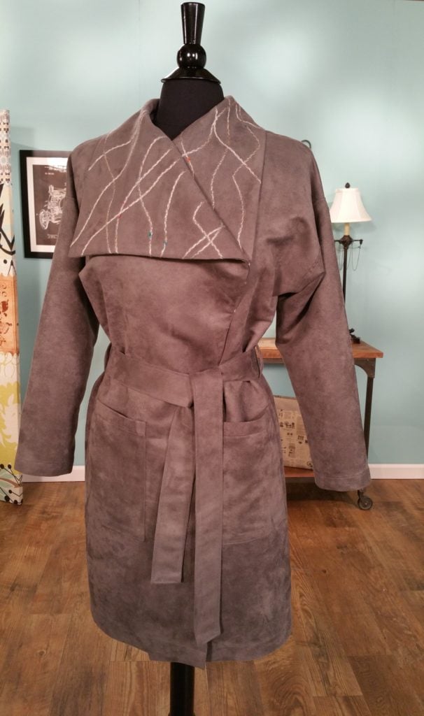 Cuddle Suede Coat with Couched Collar by Joanne Banko